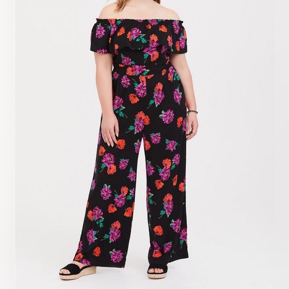 torrid | Pants & Jumpsuits | Nwt Torrid Floral Off The Shoulder ...